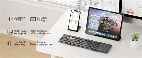 Artciety Foldable Bluetooth Keyboard Wireless Portable Keyboard With Larger