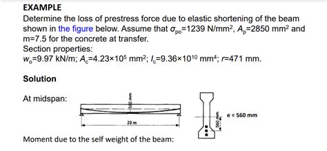Solved Example Determine The Loss Of Prestress Force Due To