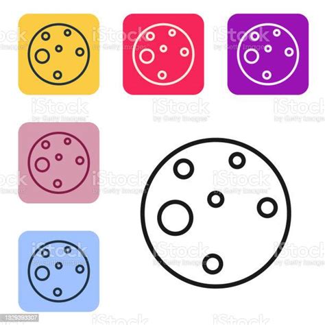 흰색 배경에 격리 된 검은 줄 행성 화성 아이콘 색상 정사각형 단추로 아이콘을 설정합니다 벡터 0명에 대한 스톡 벡터 아트 및 기타 이미지 Istock