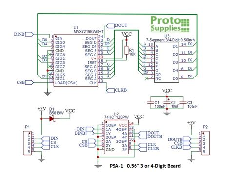 MAX7219 0 56 3 Or 4 Digit 7 Segment Display Board ProtoSupplies