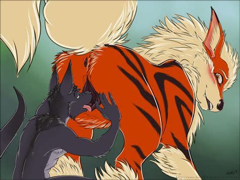 Rule 34 Anus Arcanine Black Fur Blush Canine Clitoris Female Feral