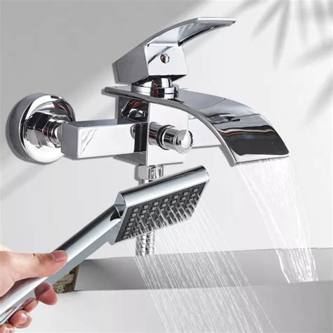 Chrom Badewannenarmatur Wasserfall Wannenarmatur Brause Mischbatterie