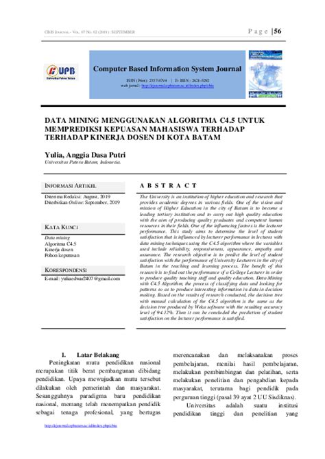pdf data mining menggunakan algoritma c4 5 untuk memprediksi kepuasan