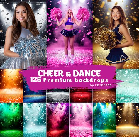125 Cheer And Dance Digital Backdrops For Photography Glitter Cheerleader Poster Backgrounds