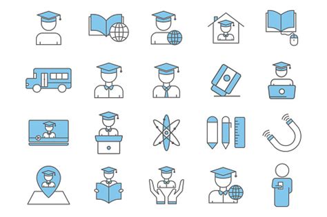 교육 일러스트 아이콘 세트입니다 국제 교육의 날 플랫 라인 아이콘 스타일입니다 간단한 벡터 디자인 편집 가능 개념에 대한 스톡