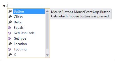 Visual C Net Events Mousedown