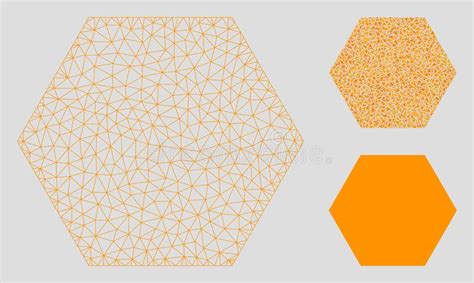 Filled Hexagon Vector Mesh Carcass Model And Triangle Mosaic Icon Stock Vector Illustration Of