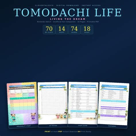 Tomodachi Life Living The Dream Planner Mii Tracker Printable Pdf