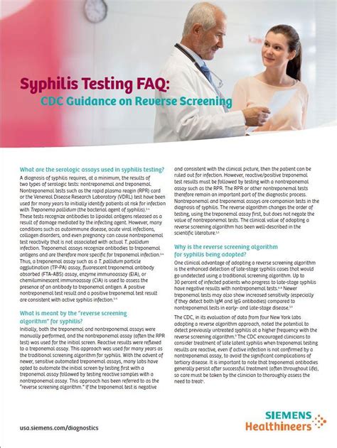 Syphilis Testing Faqs Cdc Guidance On Reverse Screening Siemens Healthineers Usa