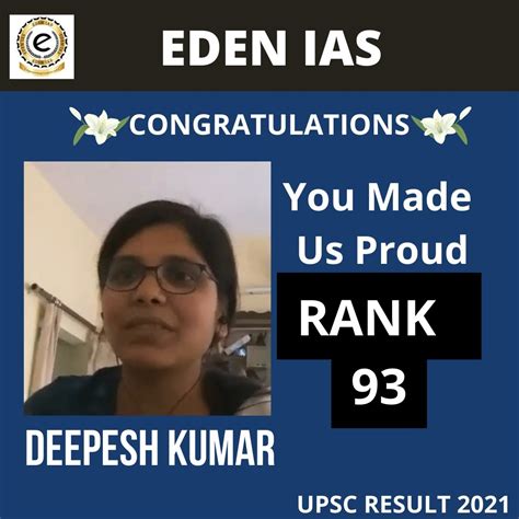 Ias Coaching On Tumblr Congratulations 🎉 Deepesh Kumar Rank 93 Upsc Result 2021 For More