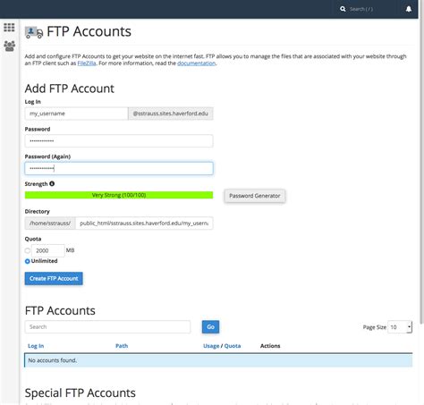 Setting Up FTP Haverford Sites Documentation