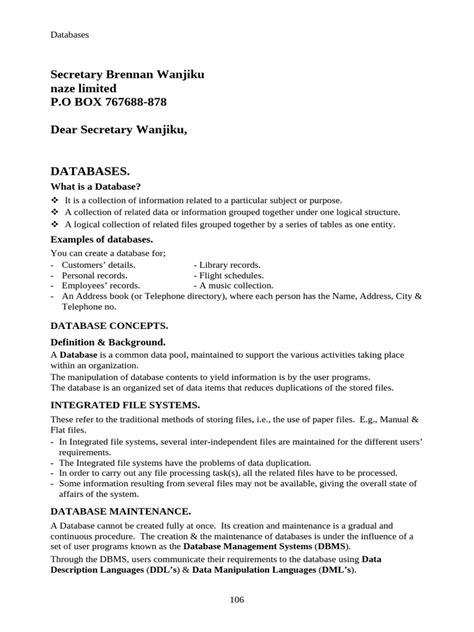 Introduction To Databases Pdf Databases Relational Database