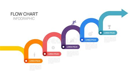 Infographic Flow Chart Arrow Line Business Template With Icons And 5