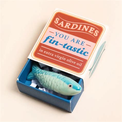 You Are Fin Tastic Sardine Token Matchbox Mini Ceramic T