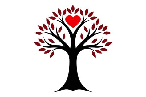 Symbol Of Love HeartShaped Tree Silhouette Design Premium AI Generated Vector