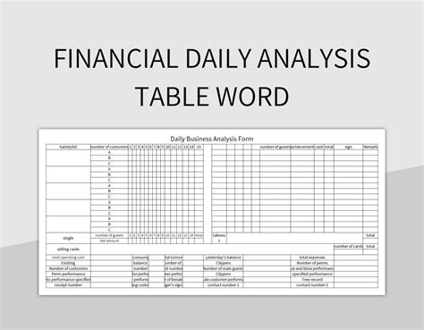 Free Financial Daily Analysis Table Word Word Financial Daily Analysis Table Templates For