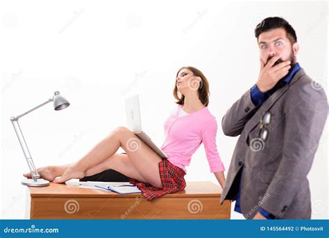 Shes Really Lazy Lazy Business Lady Lazy Employee Relaxing In Front Of Boss In Office Lazy