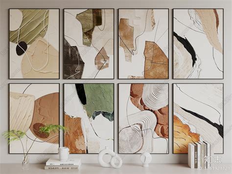 现代抽象肌理挂画su模型下载【id1161921121】知末su模型网