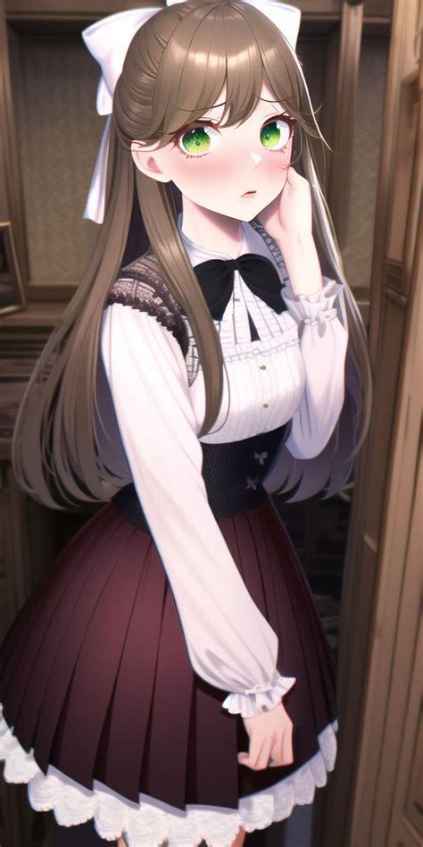 Long Light Brown Hair Green Eyes Frilly White La By Varm209 On Deviantart