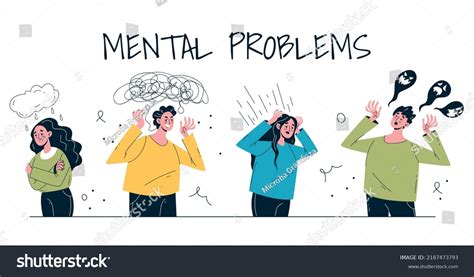 Mental Psychology Schizophrenia Anxiety Depressed Mind Stock Vector
