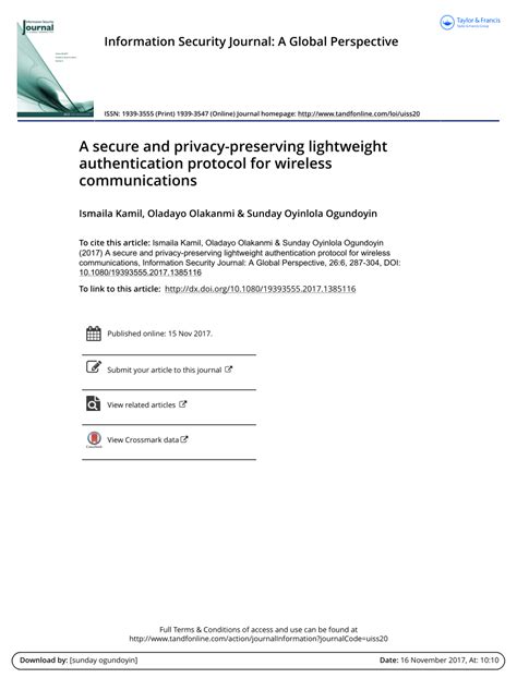 Pdf A Secure And Privacy Preserving Lightweight Authentication Protocol For Wireless