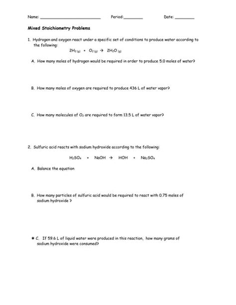 Mixed Stoichiometry Problems Doc