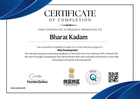 Bharat Kadam On Linkedin Quilextech Intership Webdev