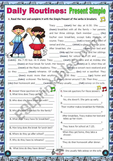 Daily Routines Present Simple Context Normal School Day Esl