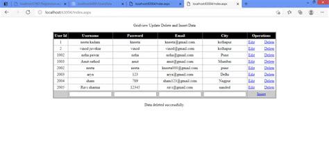 Gridview Crud Operations In C Net Demo Kashipara