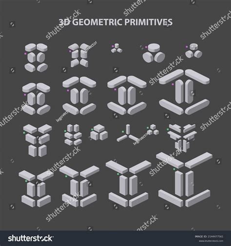 Set 3d Geometric Primitive Shapes Combination Stock Vector Royalty