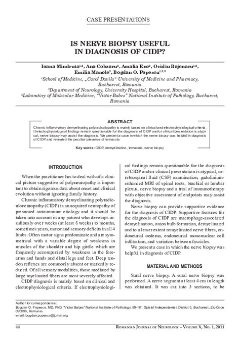 Pdf Is Nerve Biopsy Useful In Diagnosis Of Cidp