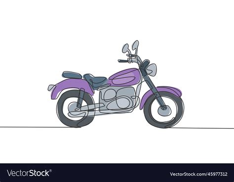 Single Continuous Line Drawing Of Old Classic Vector Image