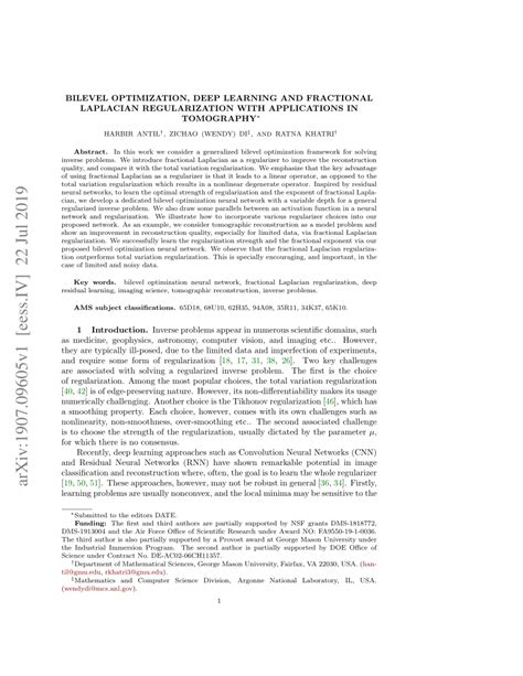 Pdf Bilevel Optimization Deep Learning And Fractional Laplacian Regularization With