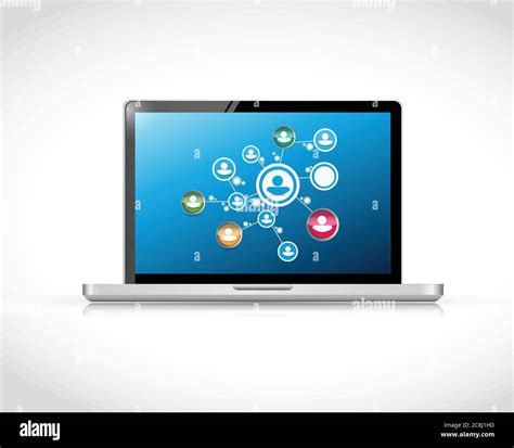 People Network Diagram Map On A Computer Illustration Design Over A White Background Stock