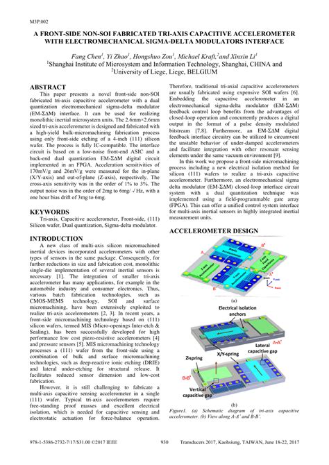 Pdf A Front Side Non Soi Fabricated Tri Axis Capacitive Accelerometer