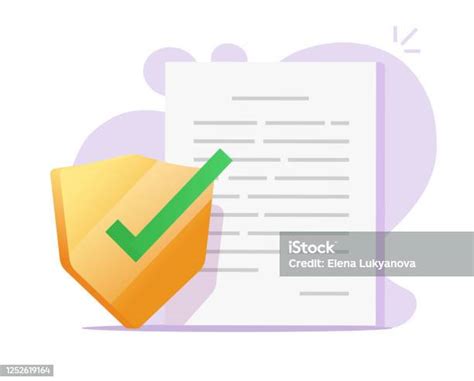 문서 파일 보안 보호 아이콘 또는 기밀 개인 데이터 액세스 방패 벡터 개념 플랫 만화 일러스트레이션 종이 계약 또는 가드 기술 현대 디자인 이미지와 계약 페이지 개념에 대한