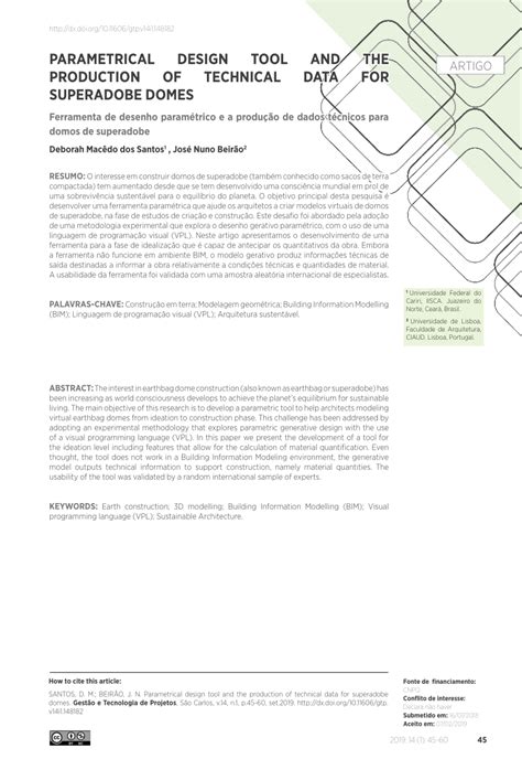 Pdf Parametrical Design Tool And The Production Of Technical Data For