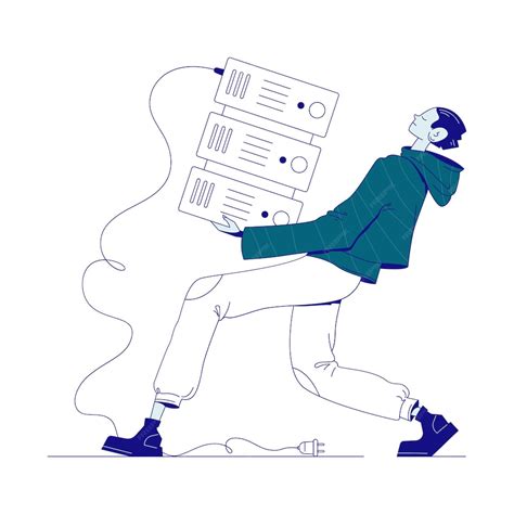 Premium Vector Programmer Carries The Server