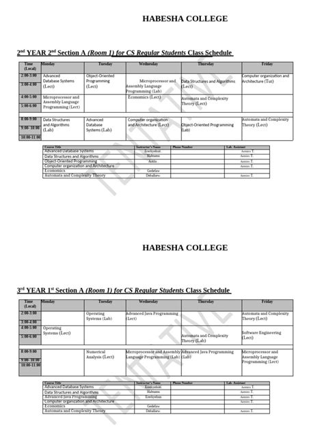 Class Shedule For Degree2014 Or 2022 2nd Sem Pdf Computer