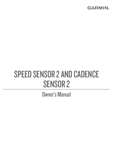 Garmin Speed Sensor 2 And Cadence Sensor 2 Owners Manual