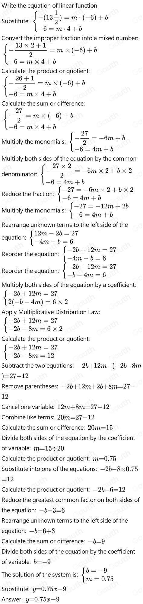 Solved A Straight Line Passes Through The Points 6 13 12 And 4 6 The Equation Of This