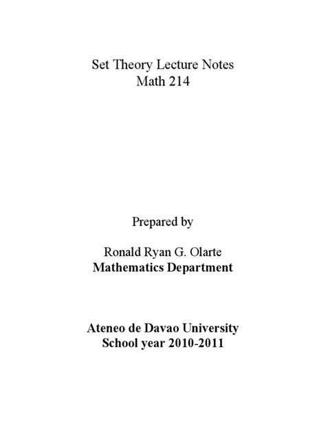 Set Theory Lecture Notes Pdf Argument If And Only If