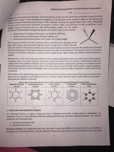 Solved Che 122 Organic And Biochemistry The Structure Of