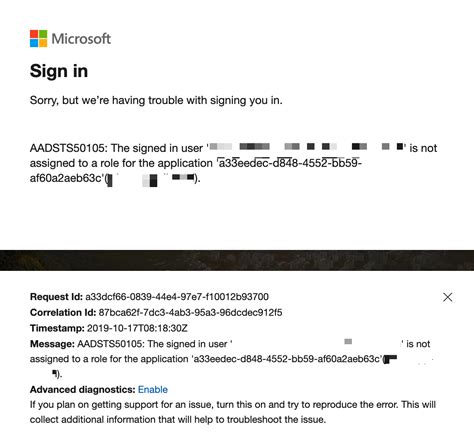 error message says sorry but we re having trouble signing you in