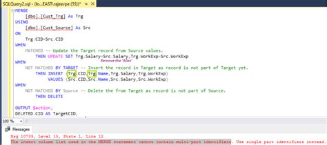 Sql Server Merge Statement The Insert Column Cannot Contain Multi Part Identifiers Rajeev