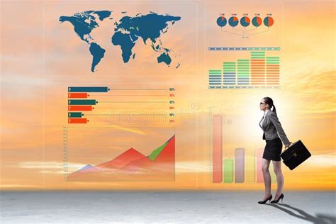 Businesswoman In Visual Analytics Business Concept Stock Illustration Illustration Of Woman