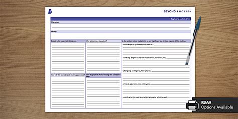 Film Studies Key Scene Analysis Activity Sheet