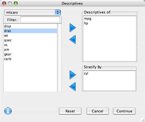deducer a gui for r main descriptives