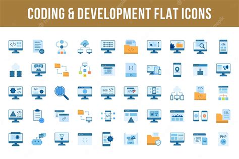 Premium Vector Coding And Development Flat Multicolor Icons