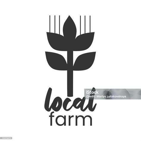 로컬 팜 로고 빵 간단한 스탬프 흑백 스타일의 타이포그래피 에코 팜 휘장 텍스트 벡터 일러스트레이션이 있는 심볼 가공의 인물에